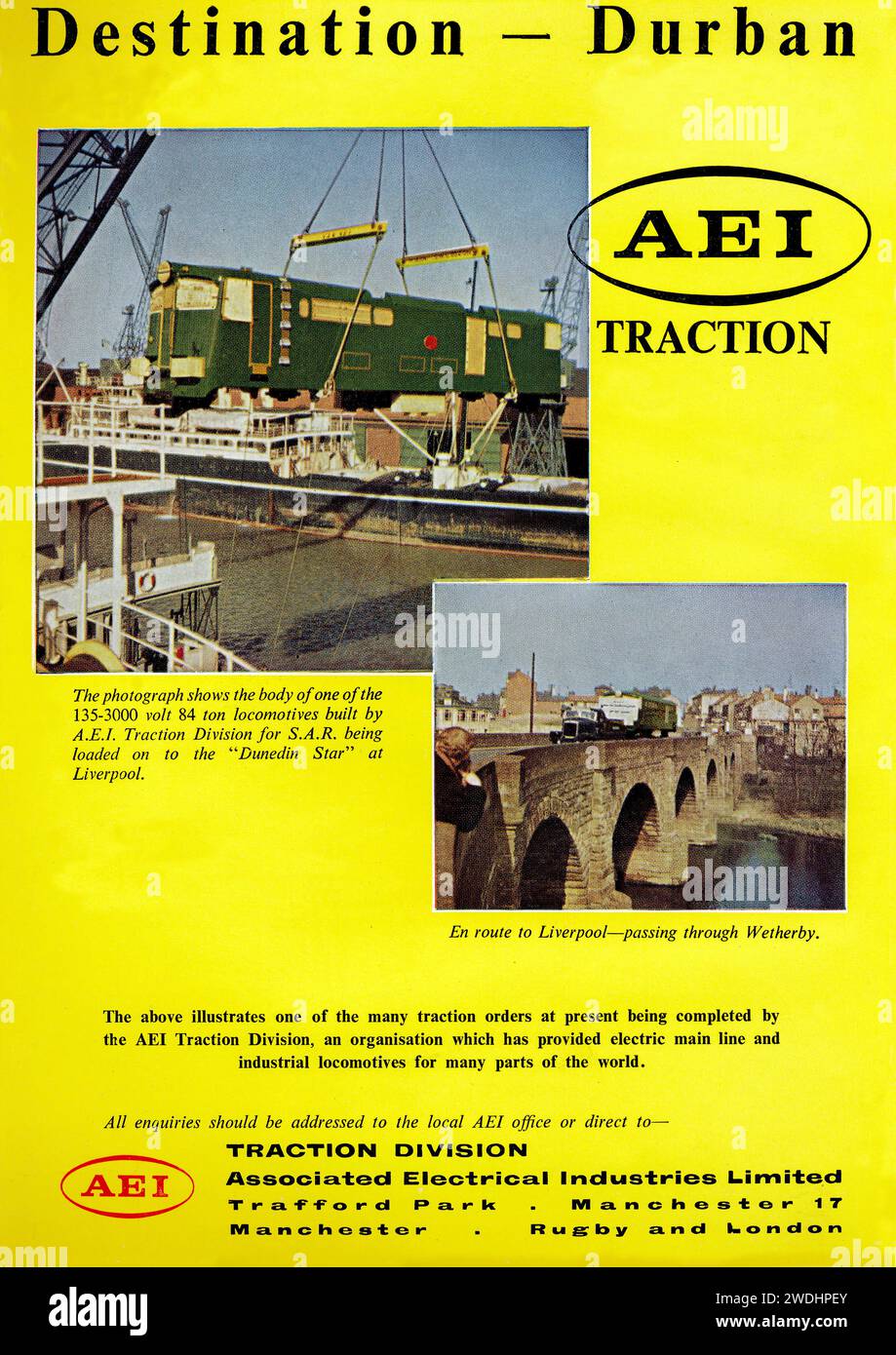 Vintage 1960's advert for AEI Traction electric railway locomotives ...