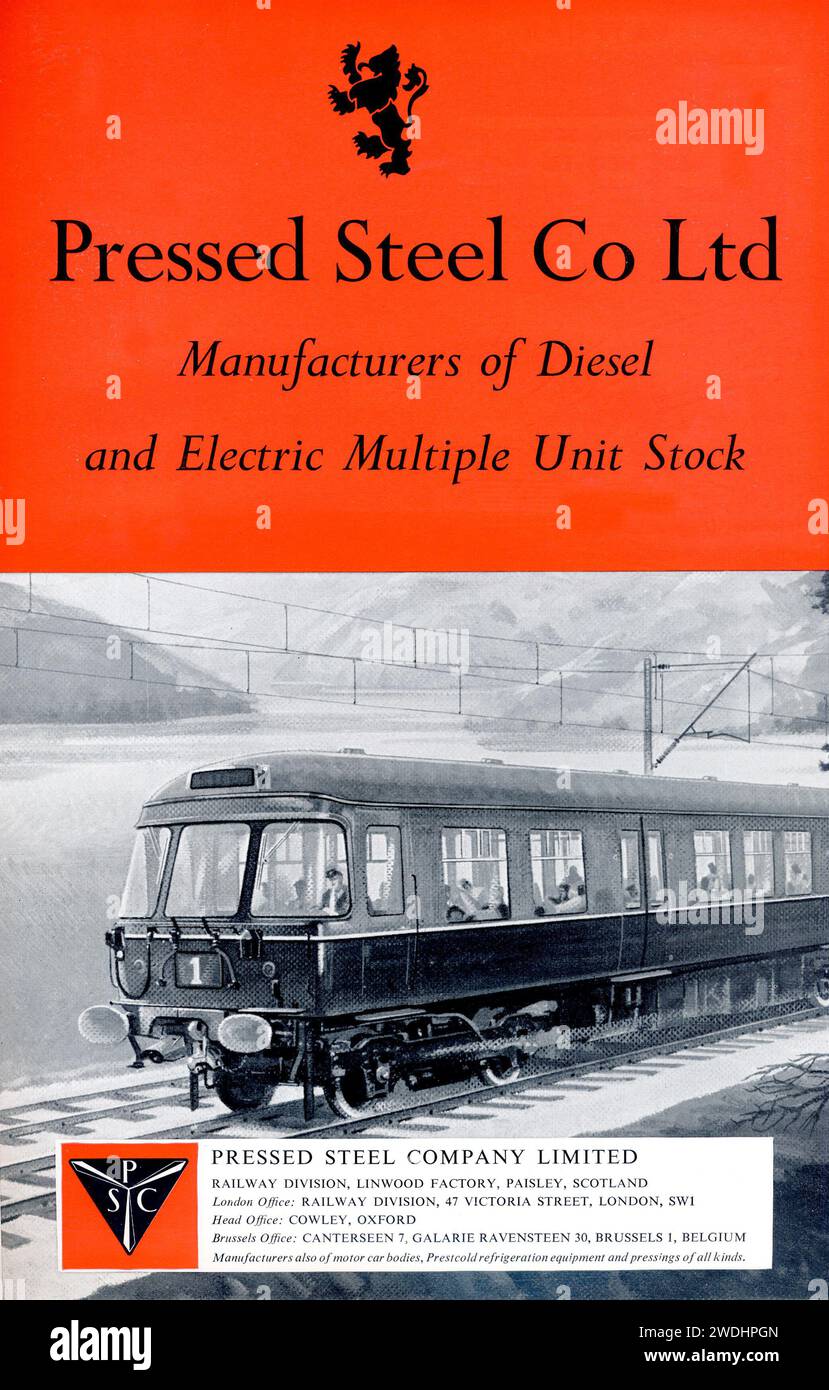 Vintage 1960's advert for Pressed Steel railcars and DMU rolling stock ...