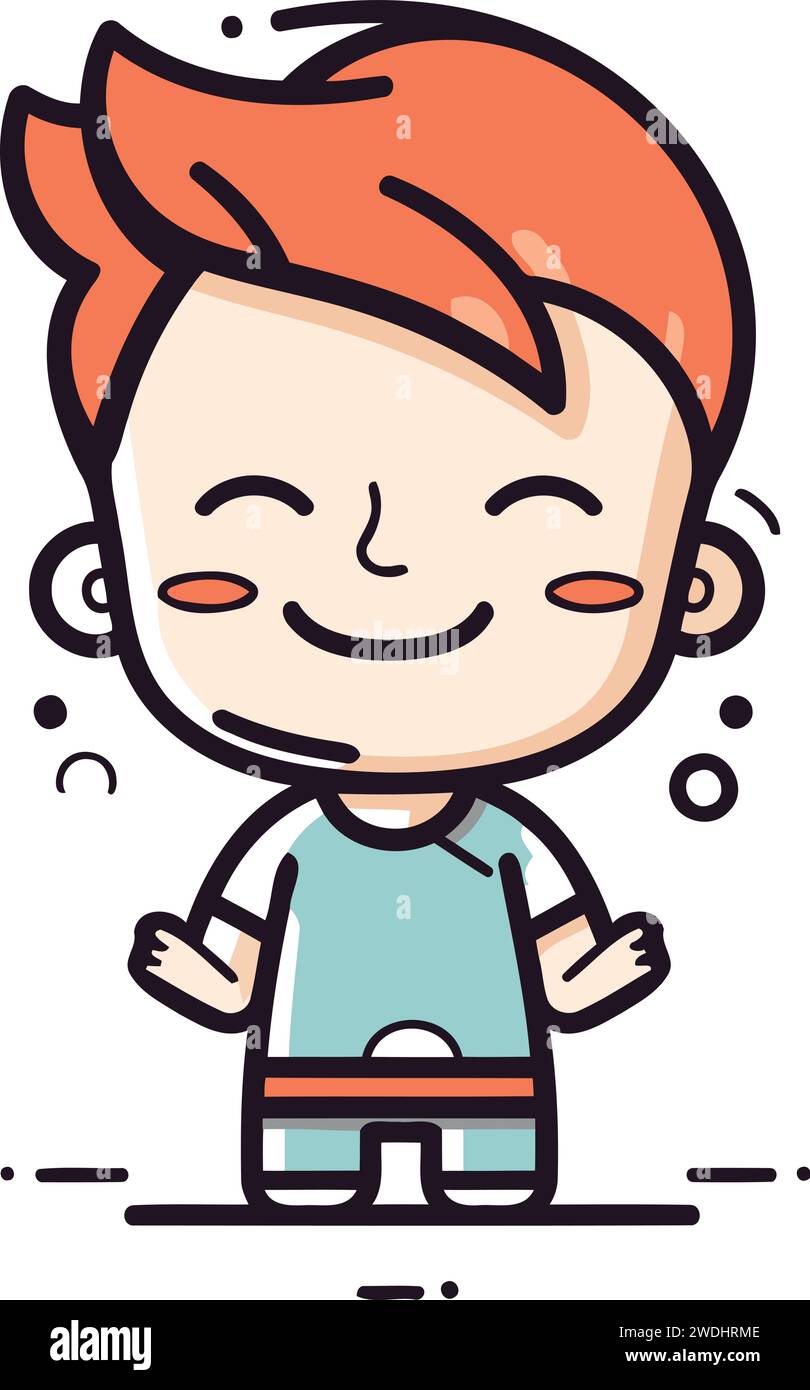 Cute little boy cartoon vector illustration. Cute child character ...