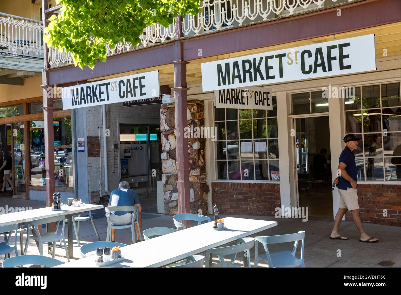 Mudgee town centre and market street cafe and coffee shop, New South ...