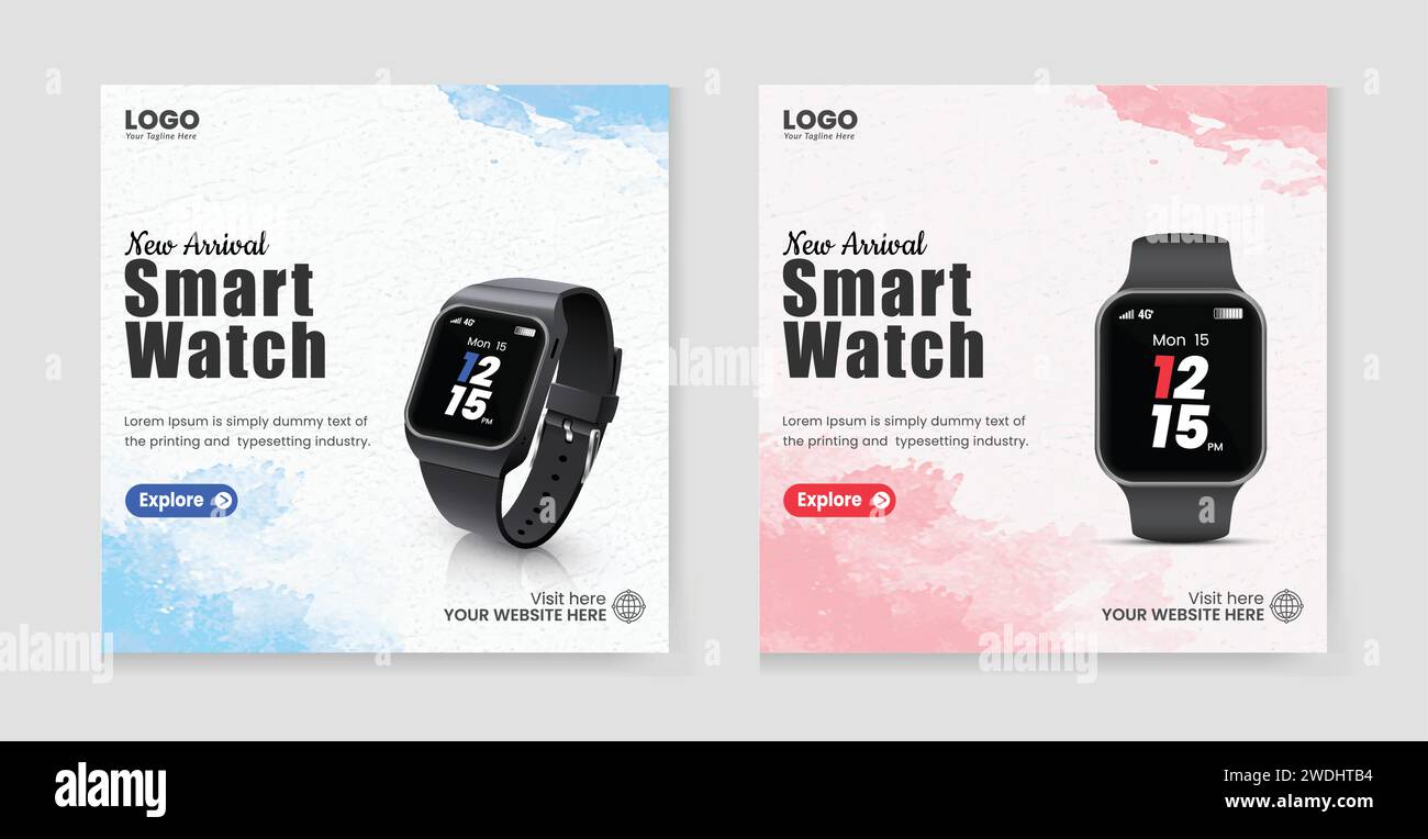 Smart watch social media post banner. Limited time offer smart watch ...