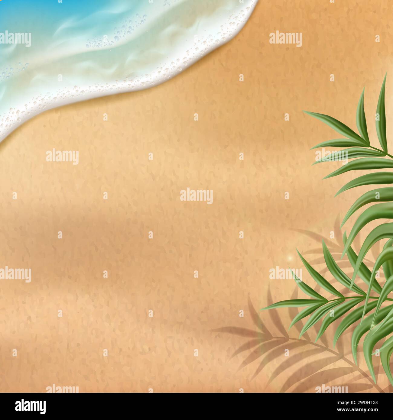 realistic vector illustration. Summer background. Beach sand with waves ...