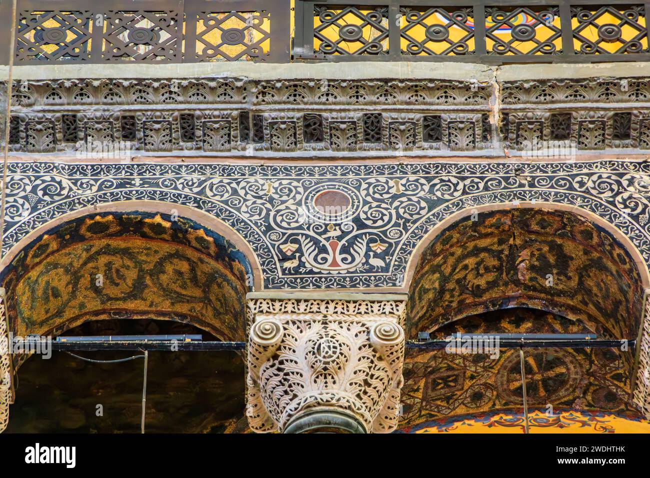 Istanbul, Turkey - November 8, 2023: Ornate interior with goldleaf mosaics and frescoes, Hagia ...