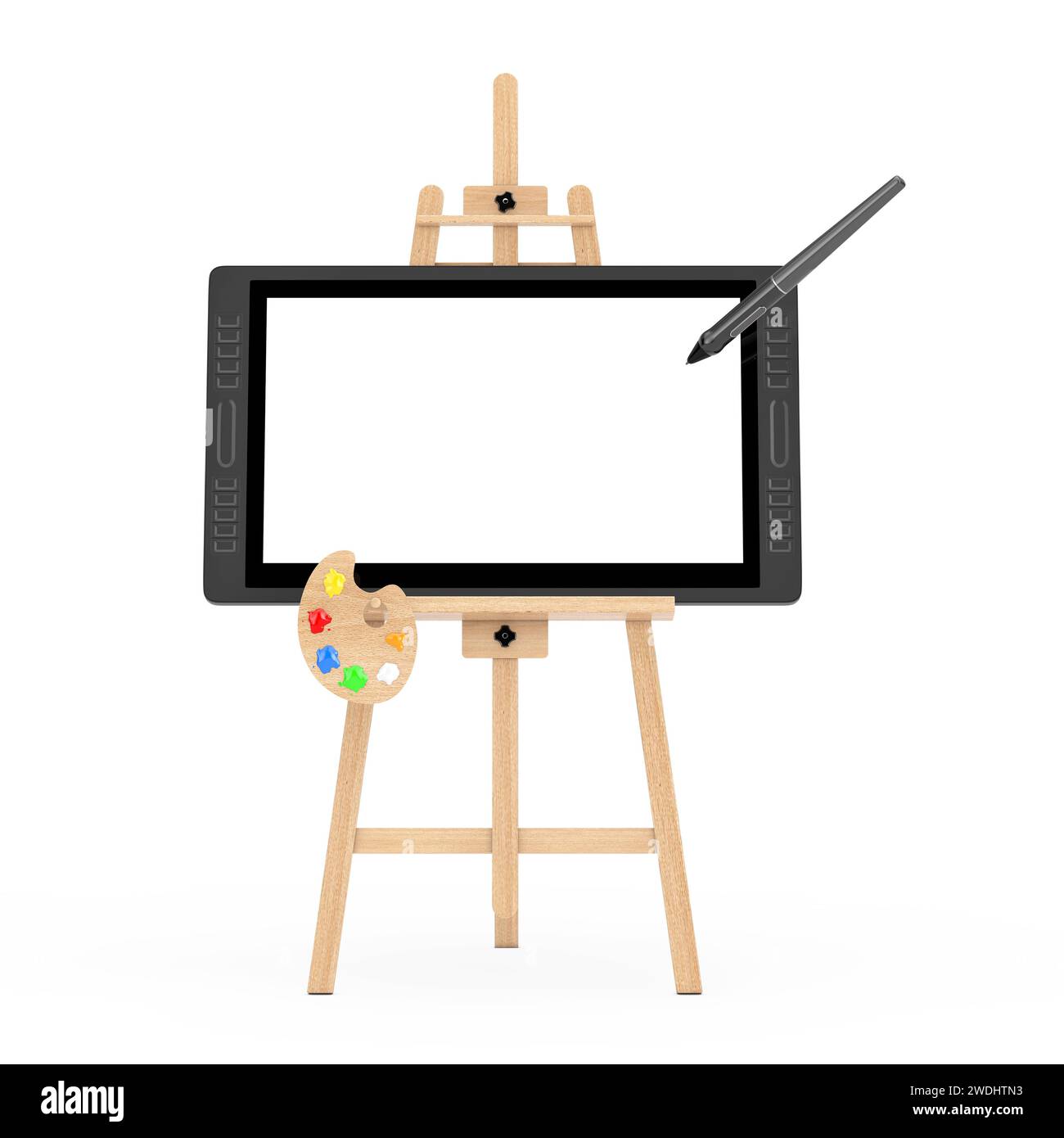 Wooden Artist Easel with Big Size of Digital Graphics Drawing Tablet ...