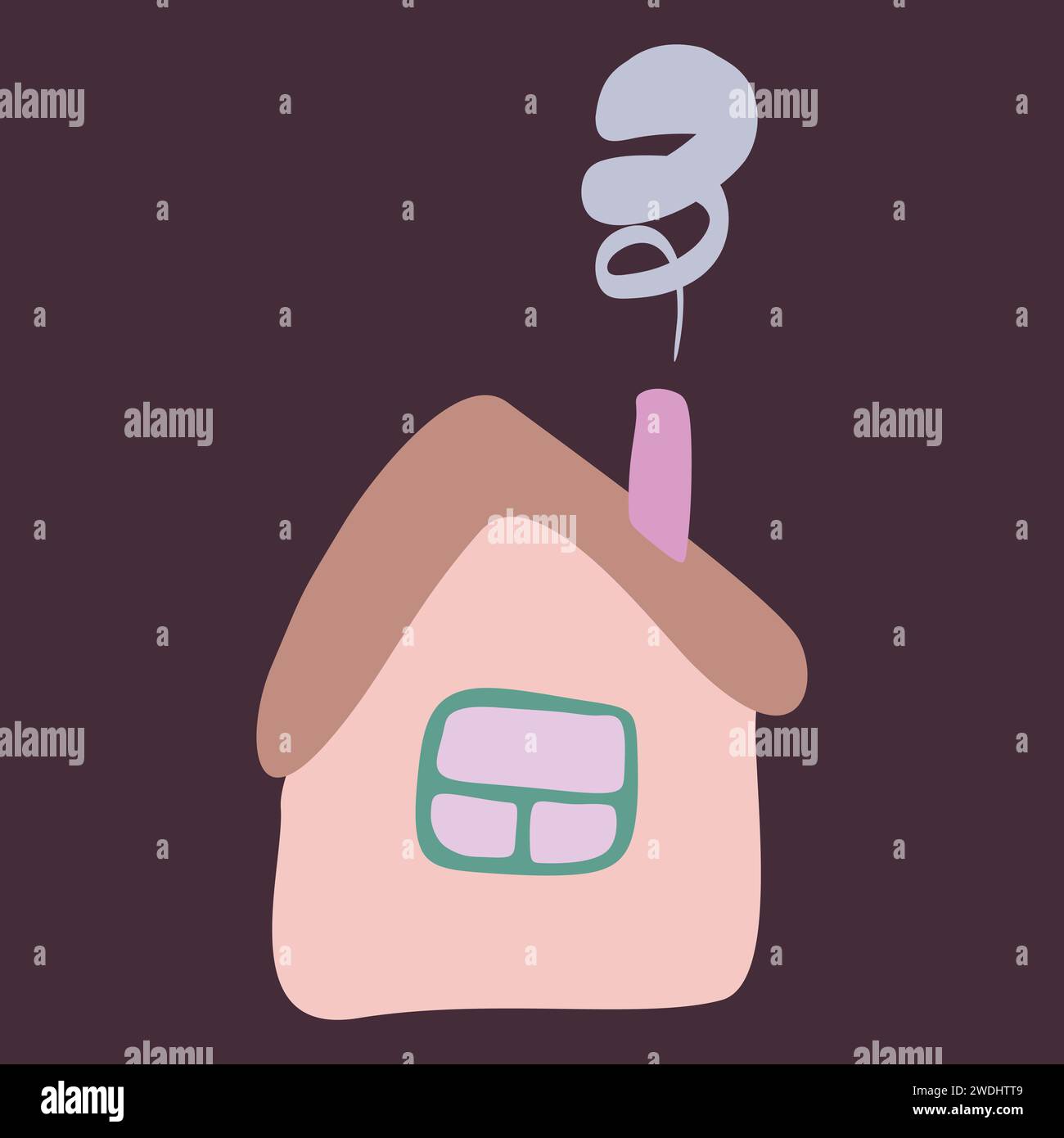 Small Colorful crooked house in Flat style with Smoke from Chimney ...