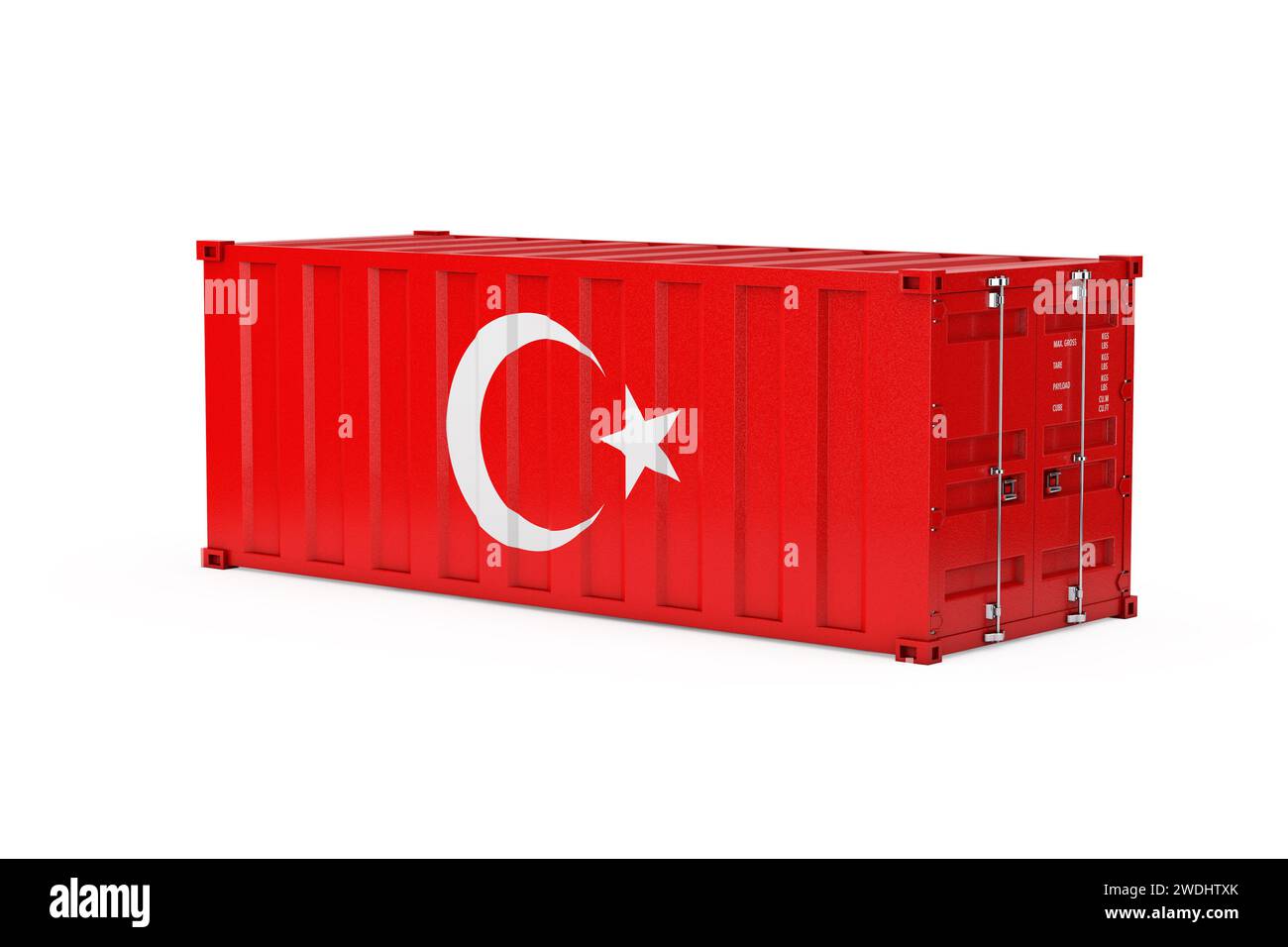 Turkey Export Concept. Shipping Container with Turkey Flag on a white background. 3d Rendering ...