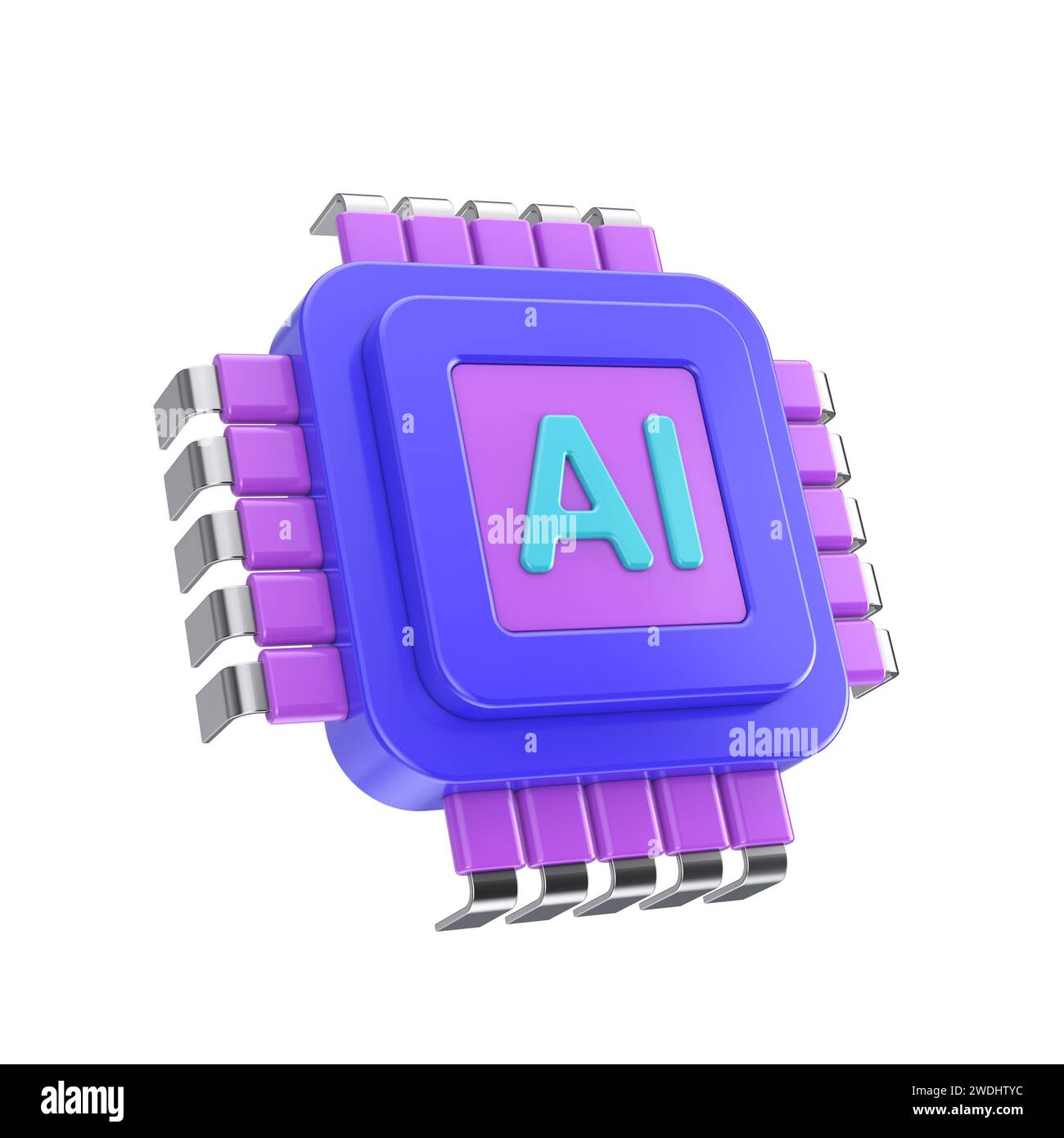Cartoon Ai Powered Microchip Cpu Processor Web Icon On A White