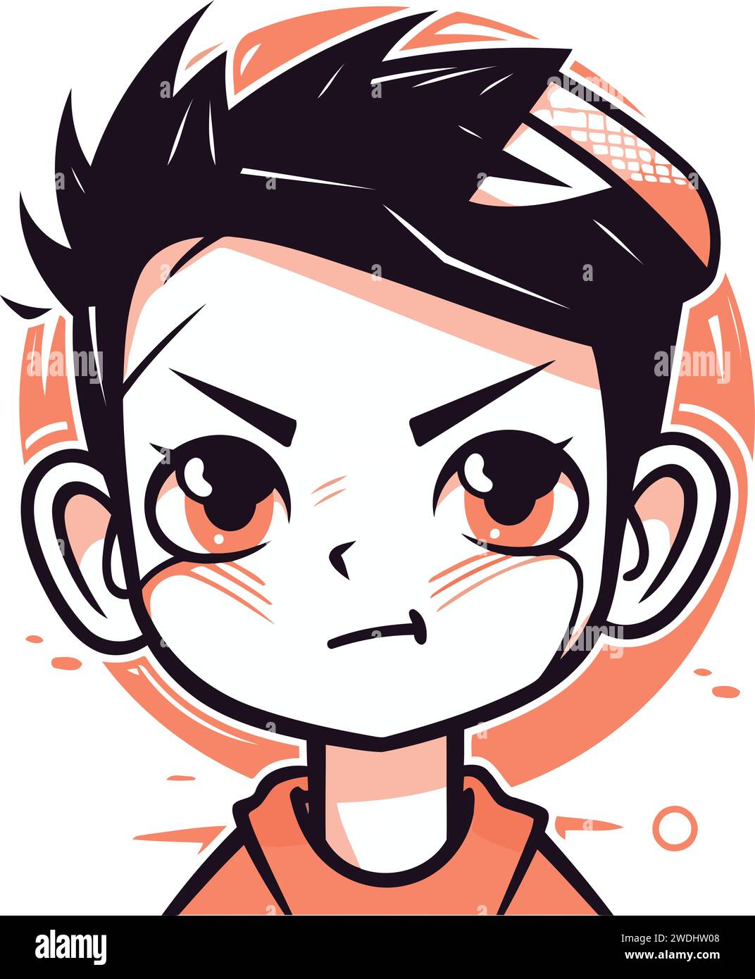 Boy with angry facial expression. Vector illustration in cartoon comic ...