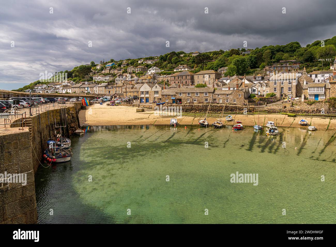 Mousehole, Cornwall, England, UK - June 01, 2022: Low tide in the ...