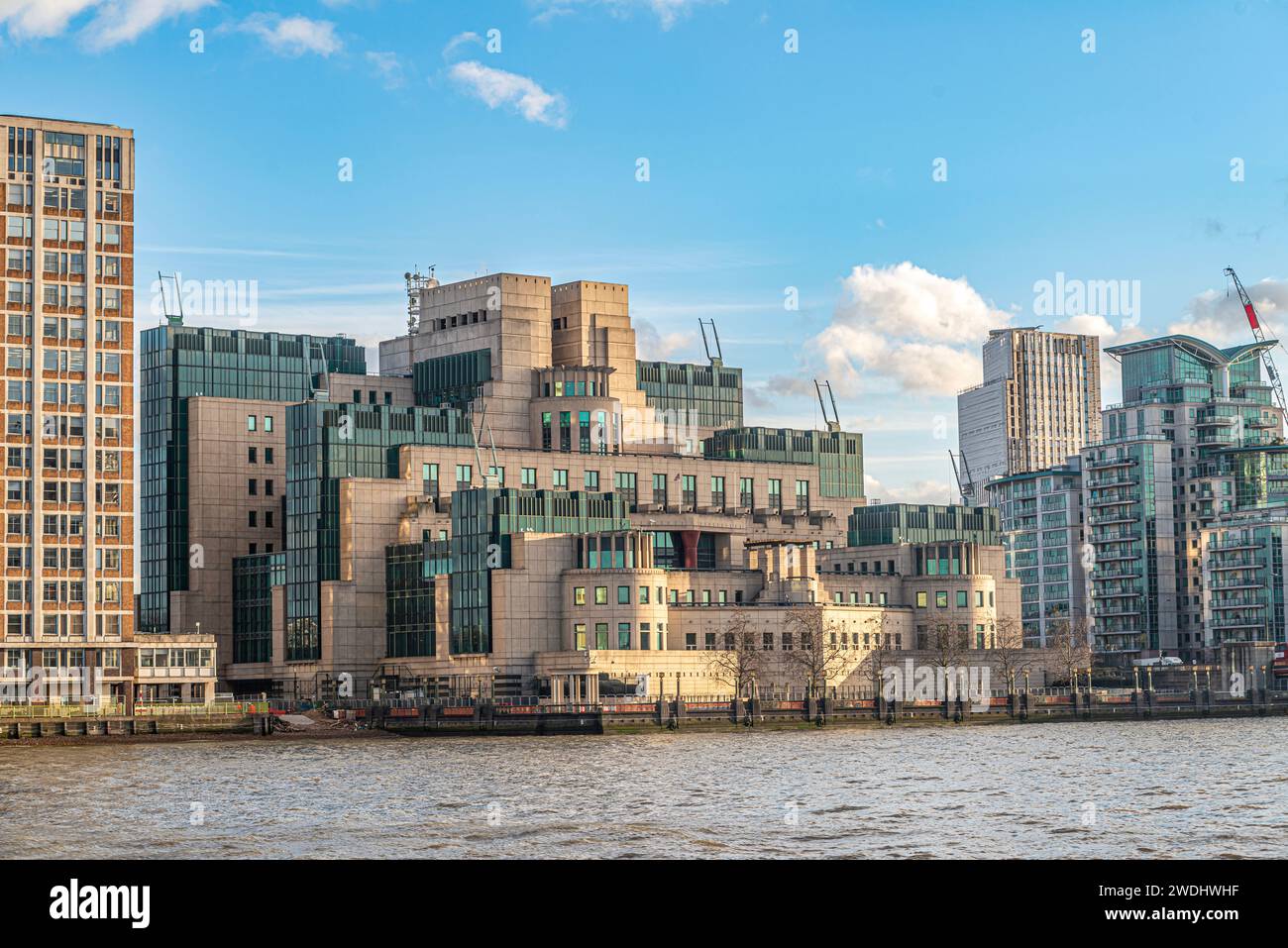 The SIS Building, also called the MI6 Building, at Vauxhall Cross ...