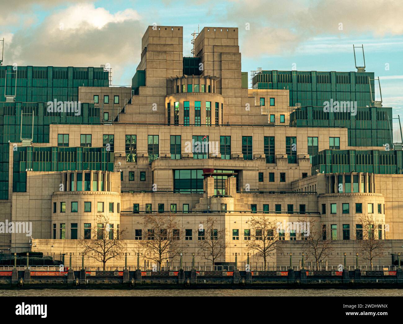 The SIS Building, also called the MI6 Building, at Vauxhall Cross ...