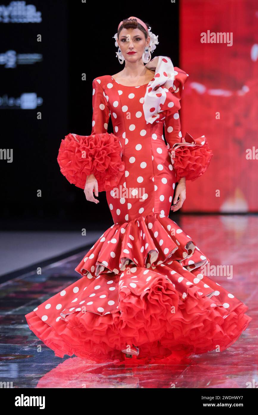 Seville, Spain. 20th Jan, 2024. A model is walking the runway at the ...
