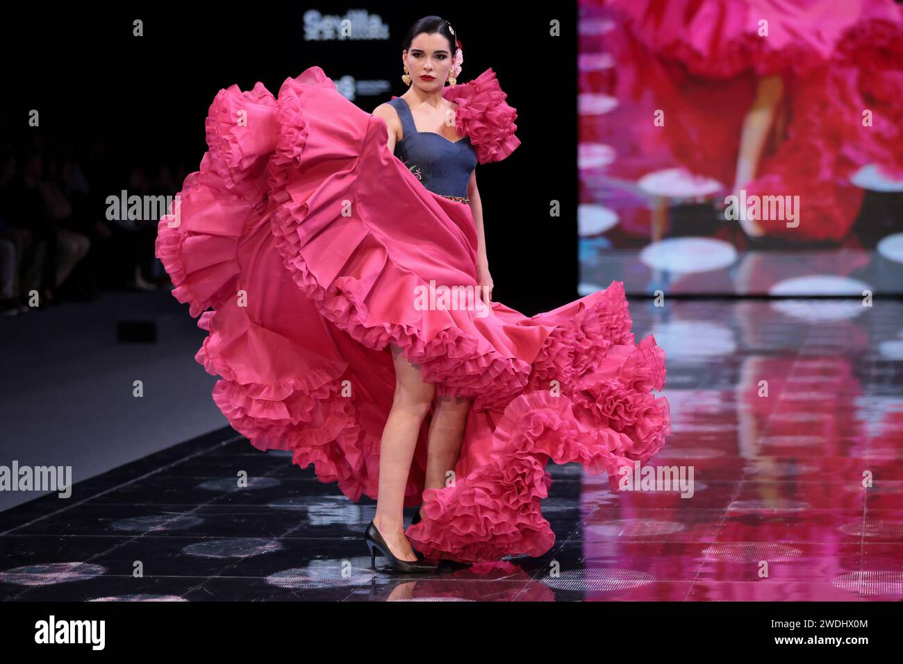 Seville, Spain. 20th Jan, 2024. A model is walking the runway at the ...