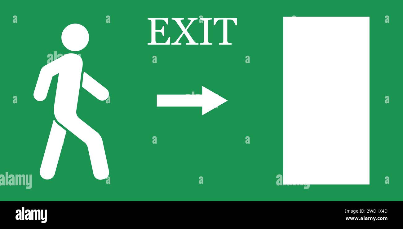 Emergency exit sign, vector illustration Stock Vector Image & Art - Alamy