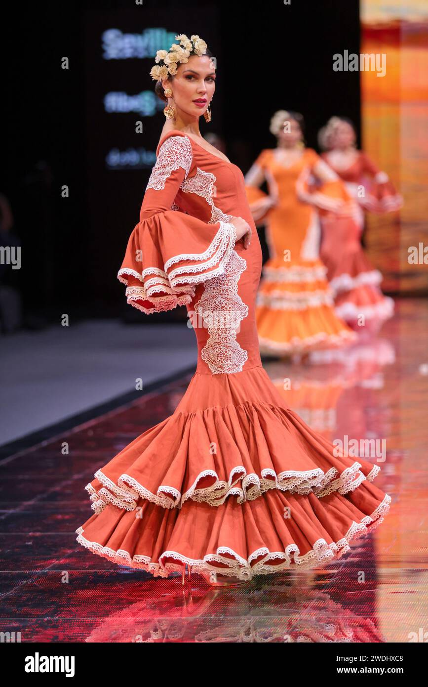 Seville, Spain. 20th Jan, 2024. A model is walking the runway at the ...