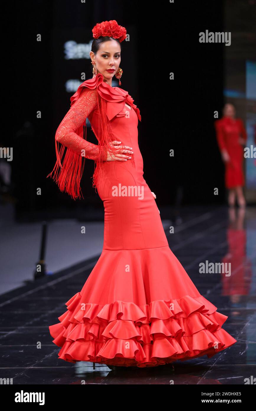 Seville, Spain. 20th Jan, 2024. A model is walking the runway at the ...