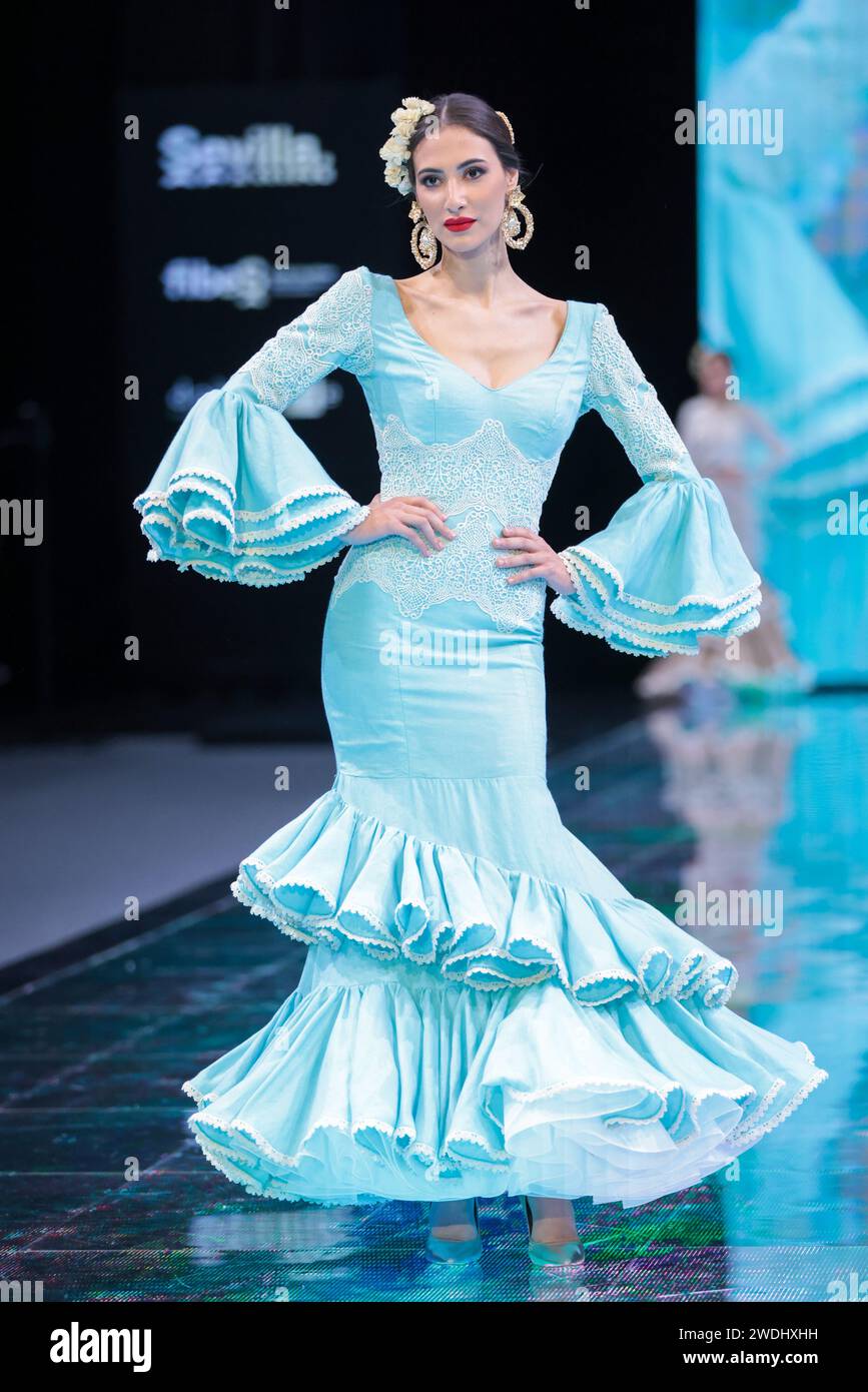 Seville, Spain. 20th Jan, 2024. A model is walking the runway at the ...