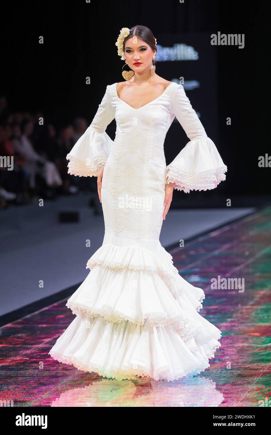 Seville, Spain. 20th Jan, 2024. A model is walking the runway at the ...