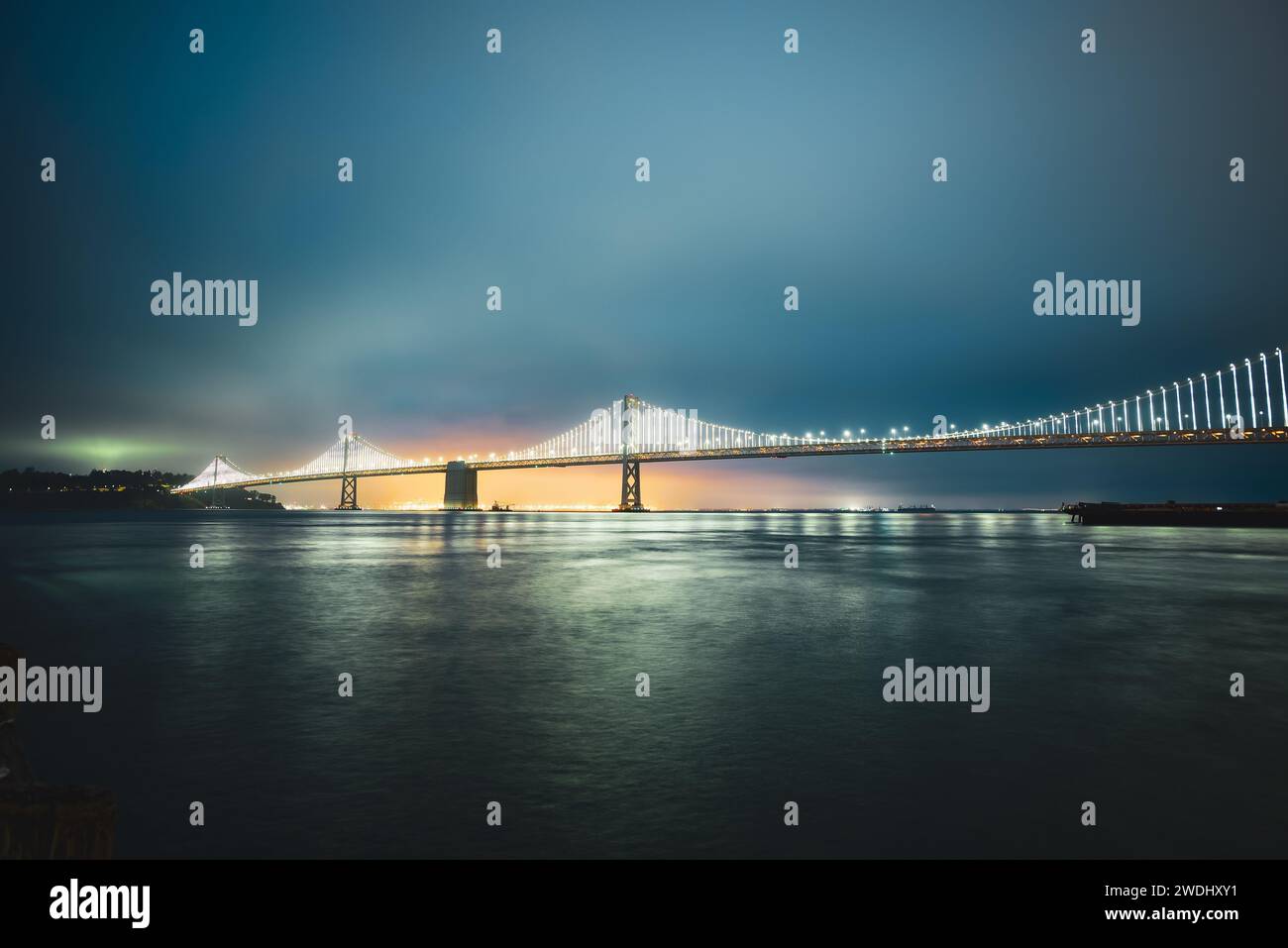 The San Francisco–Oakland Bay Bridge in Long Exposure by Night ...