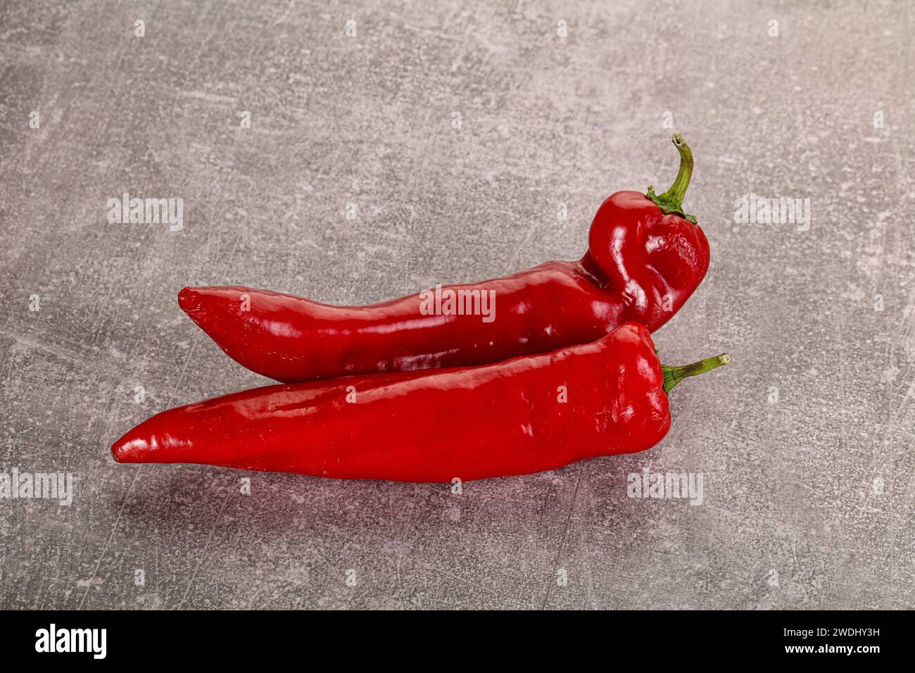 Two red sweet Ramiro organic pepper Stock Photo - Alamy