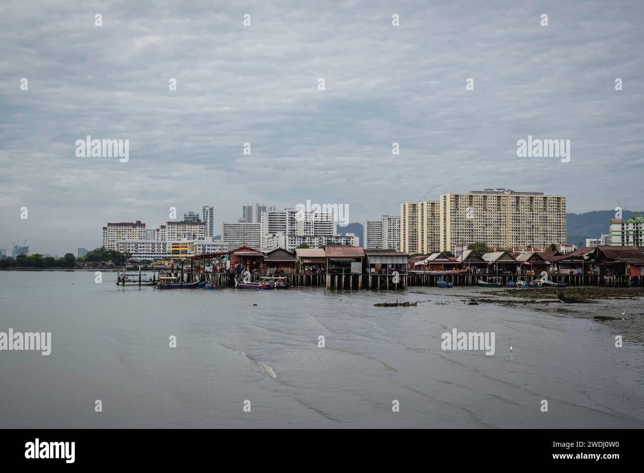 Penang, Malaysia. 17th Jan, 2024. General view of the sea shore with ...