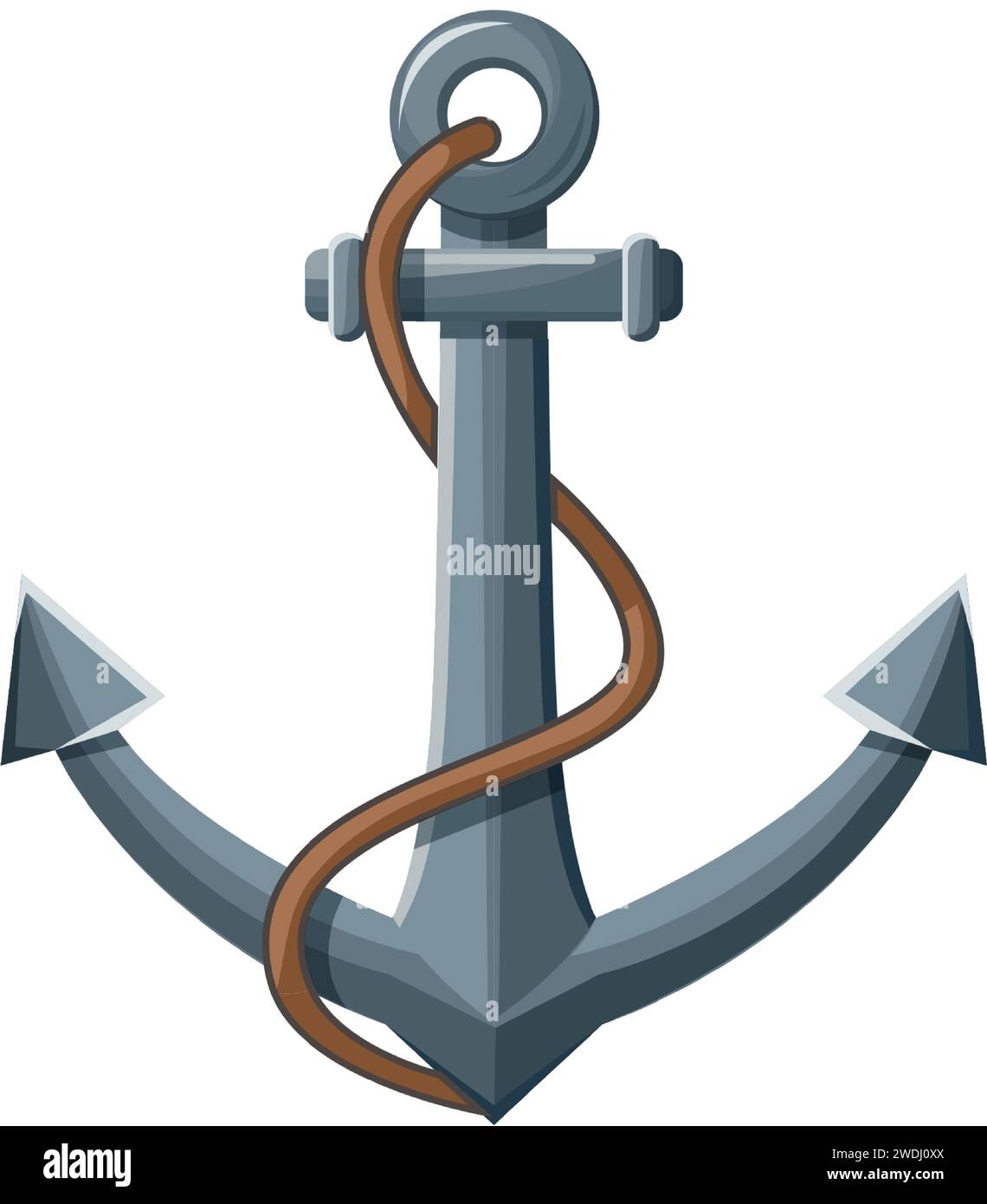 cartoon style icon illustration. marine concept, ship anchor Stock ...