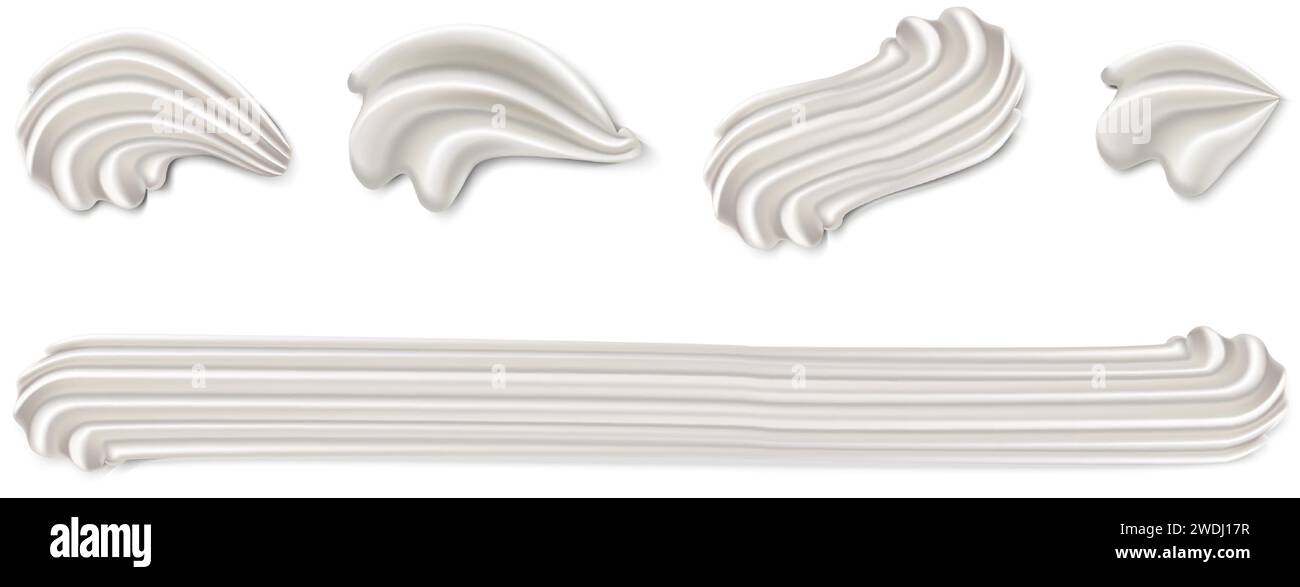 realistic vector icon set. Baker cream. Bakery whip cream patterns ...