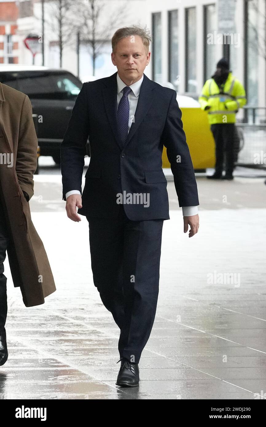 Defence Secretary Grant Shapps arrives at BBC Broadcasting House in ...