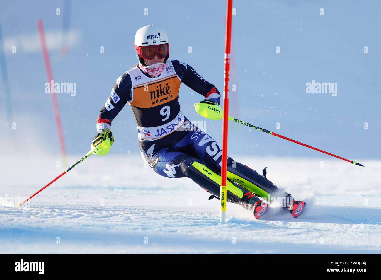 United States' Paula Moltzan competes during the first run of an alpine ...