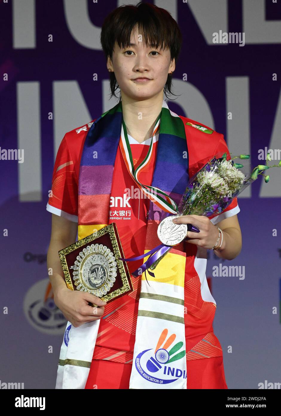 China's Chen Yu Fei poses for a photograph with her silver medal after ...