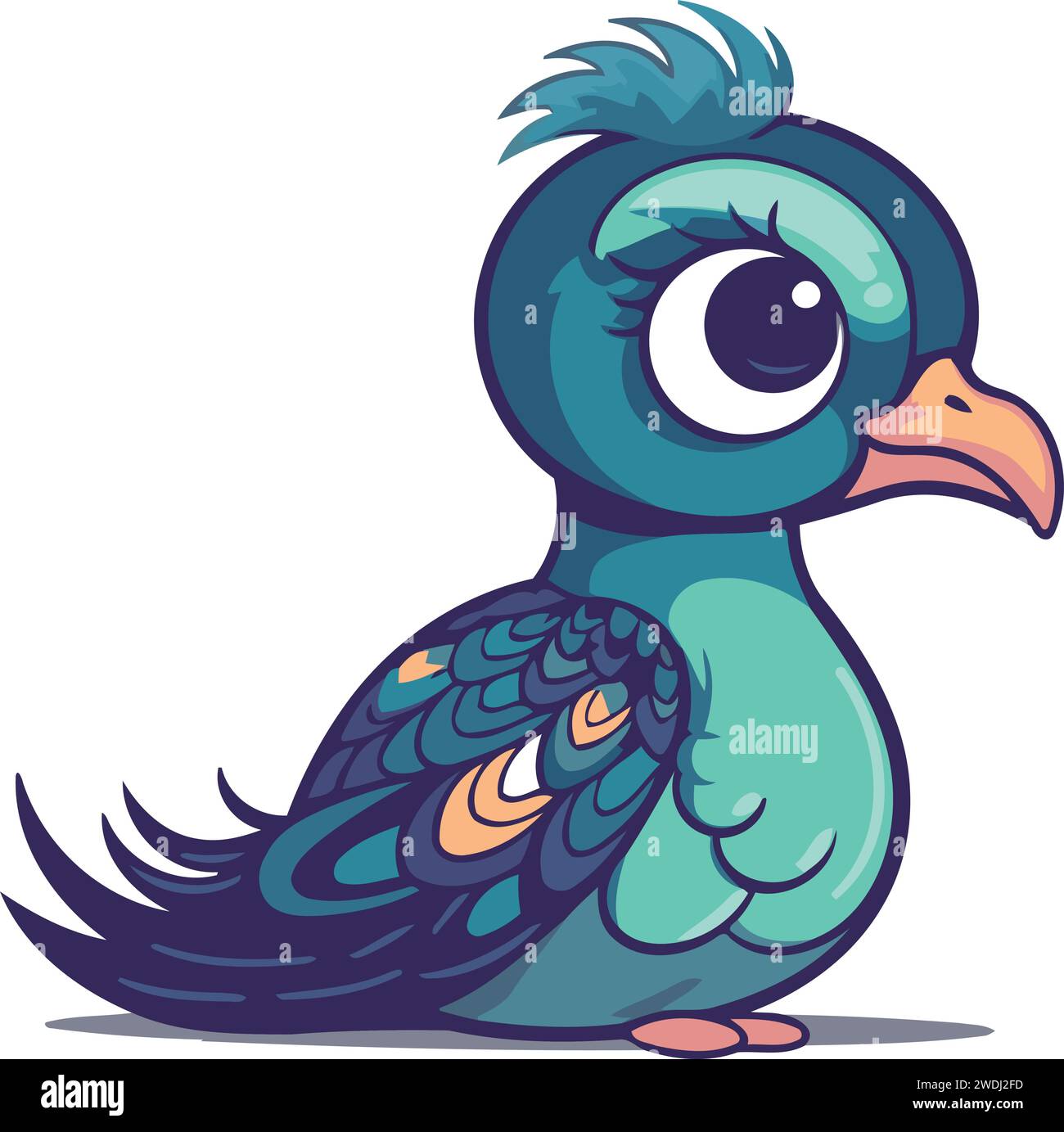 Cute Cartoon Peacock Isolated On White Background Vector Illustration Stock Vector Image And Art