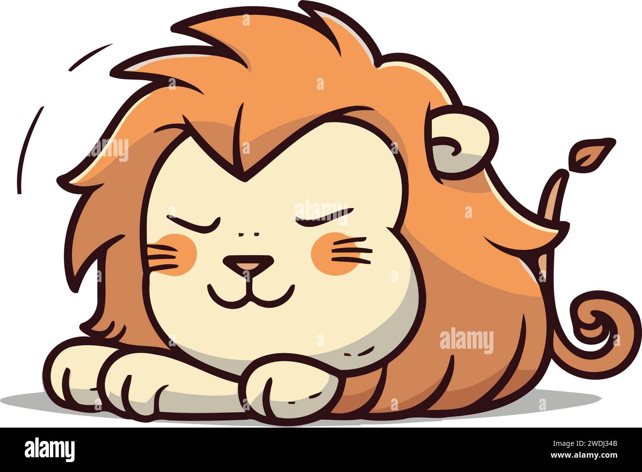 Sleeping lion drawing Cut Out Stock Images & Pictures - Alamy