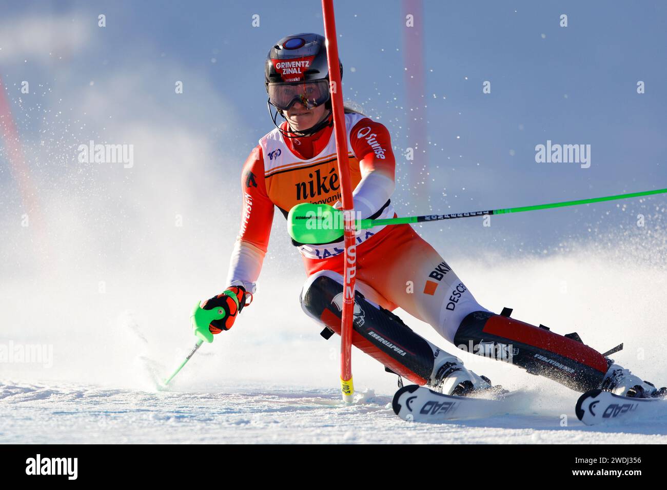 Switzerland's Camille Rast competes during the first run of an alpine ...