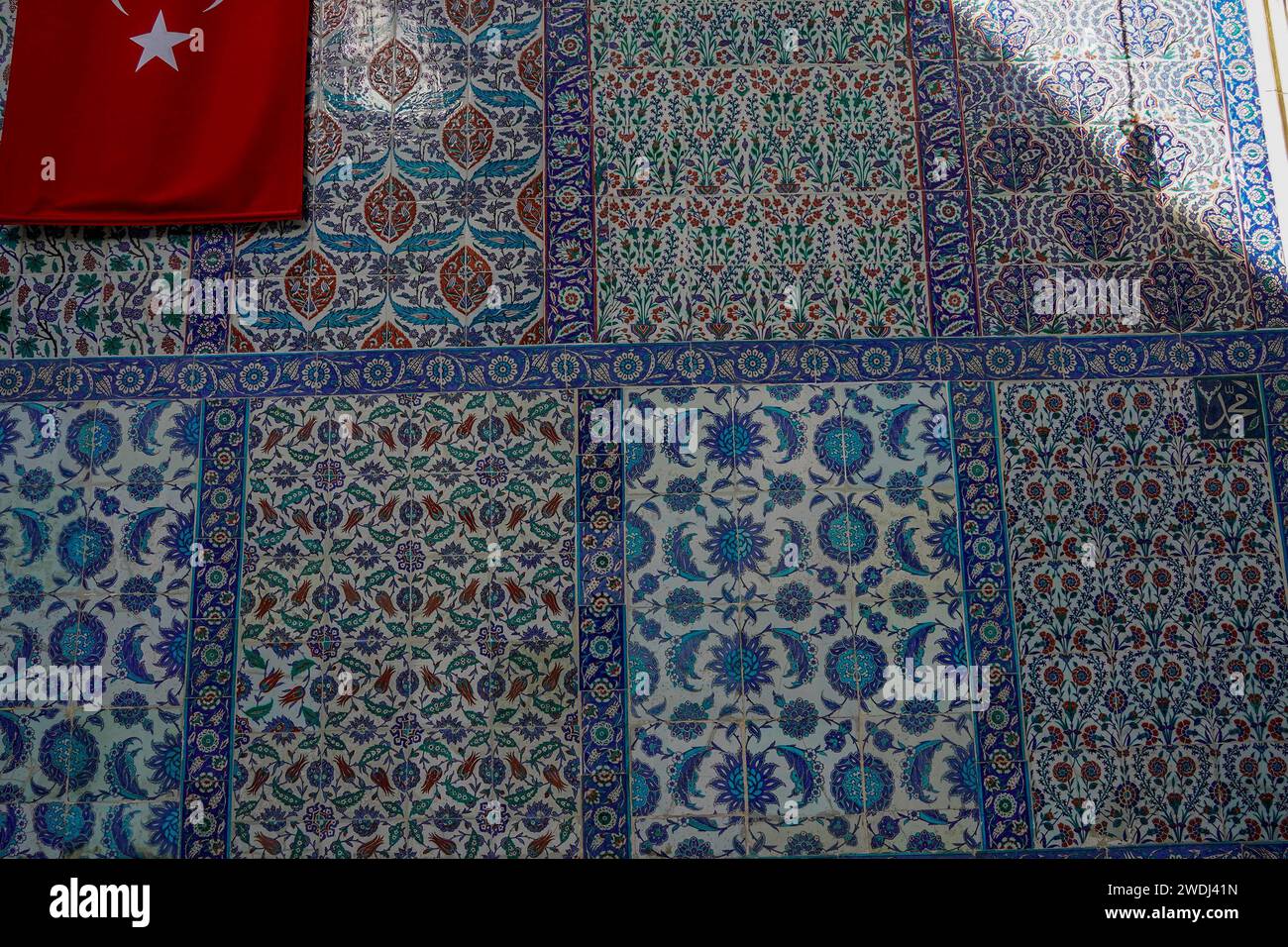 Detail of ceramic tile wall in Eyup Sultan Camii Mosque, Istanbul ...
