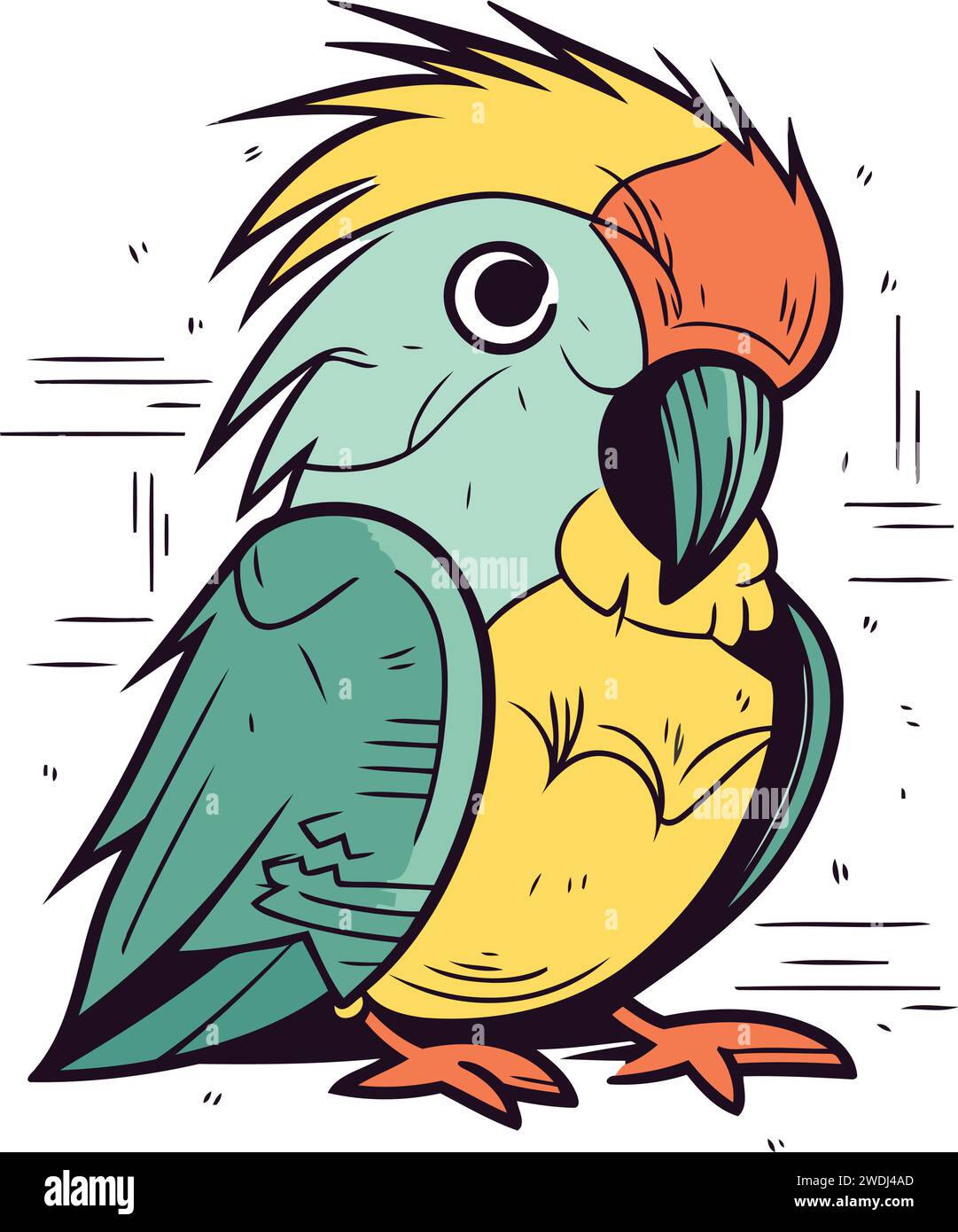 Parrot isolated on white background. Vector illustration in cartoon ...