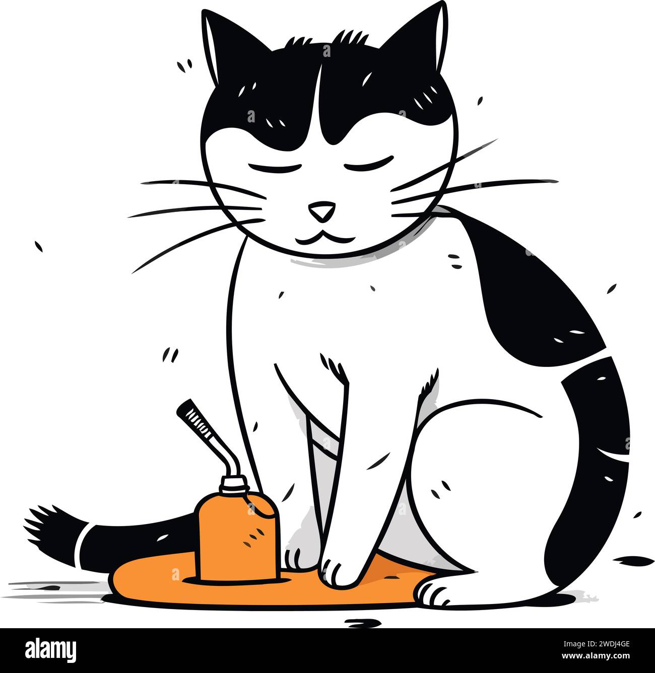 Funny cat cleaning Stock Vector Images - Alamy