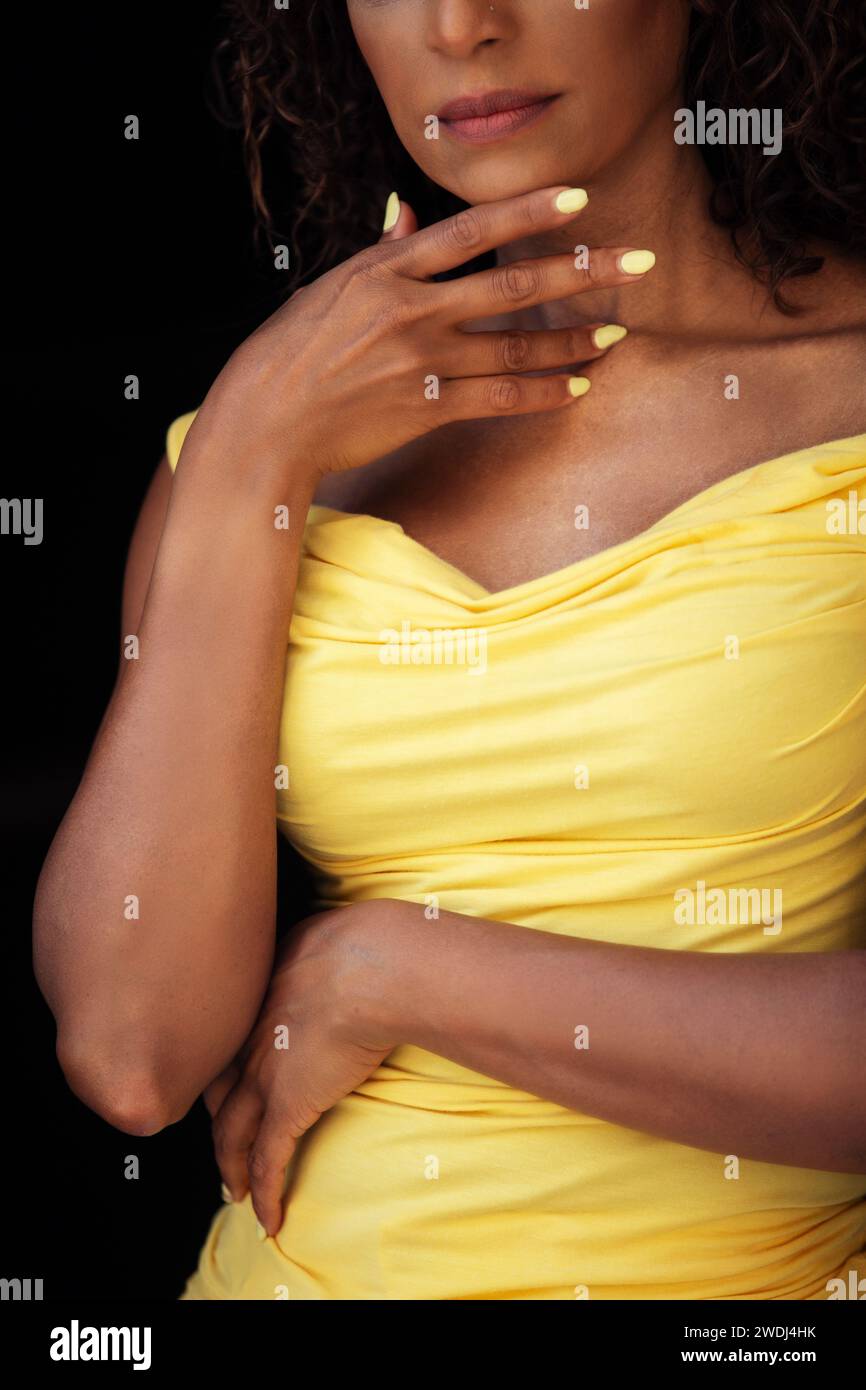 Woman hand chin closeup hi-res stock photography and images - Alamy