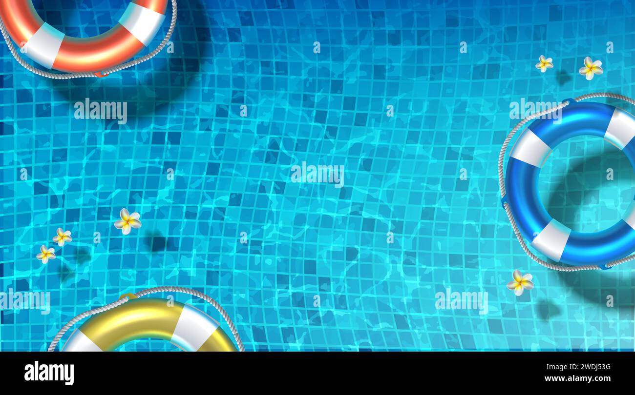 realistic vector illustration. Summer background. Summer pool ...