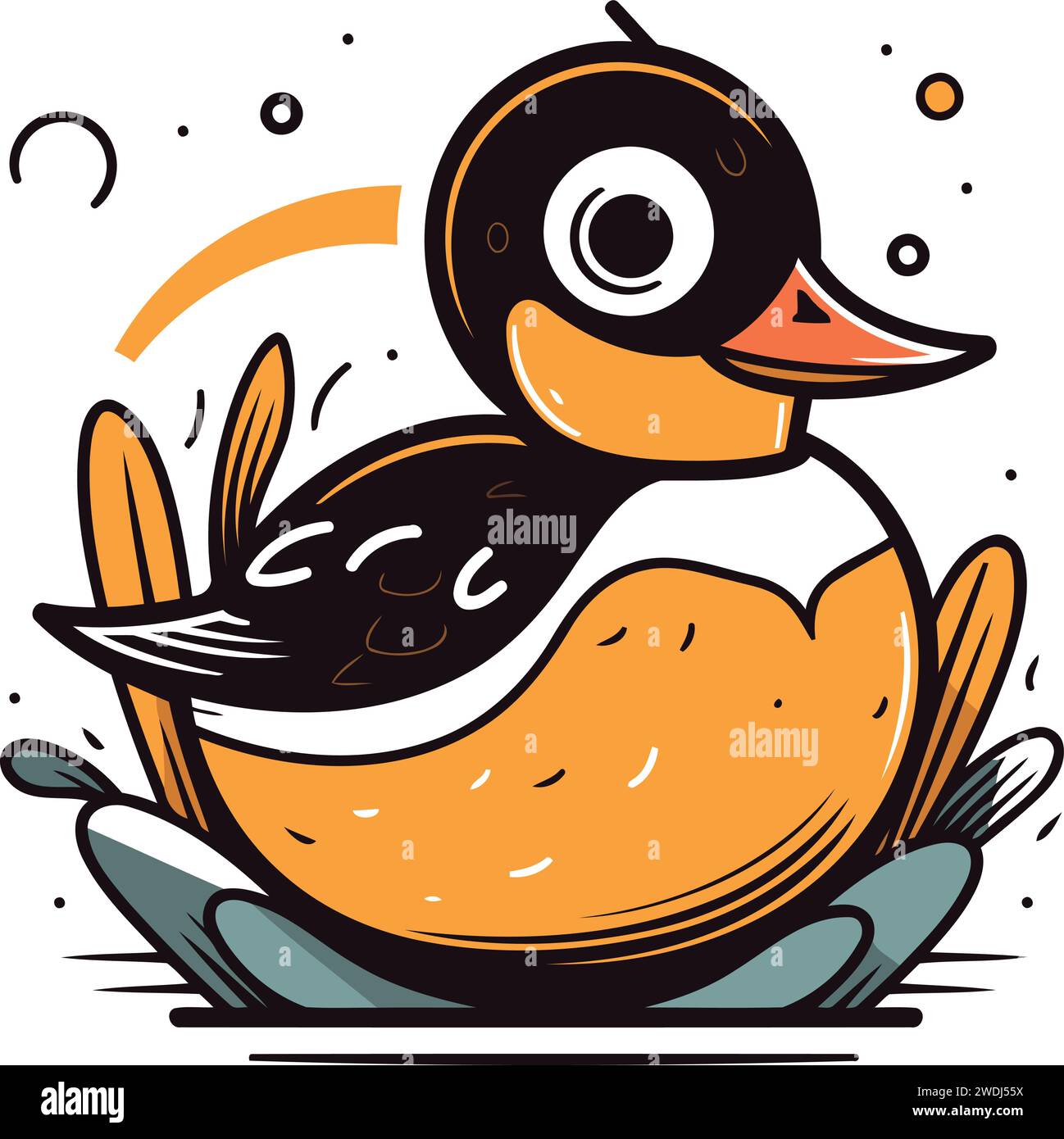 Vector Illustration Of A Cute Cartoon Duck Sitting On A Tree Branch Stock Vector Image And Art Alamy