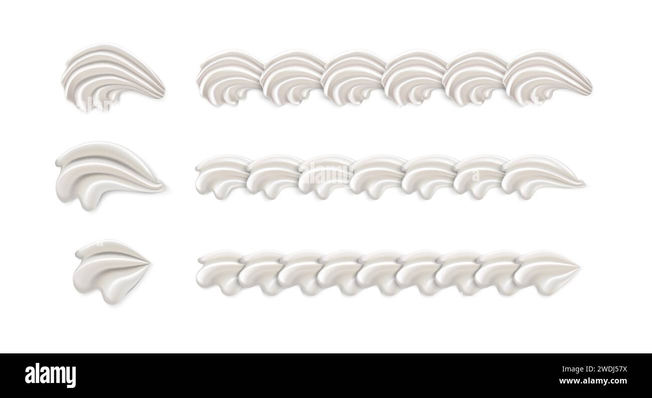 realistic vector icon set. Baker cream. Whip cream pattern frame ...