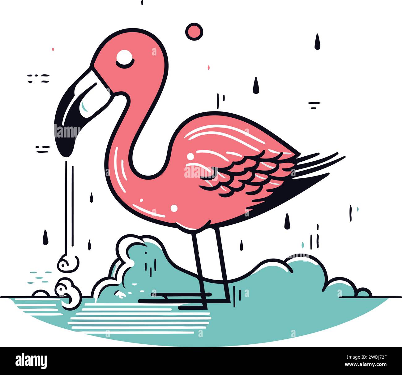 Flamingo vector illustration. Hand drawn flamingo in flat style Stock ...