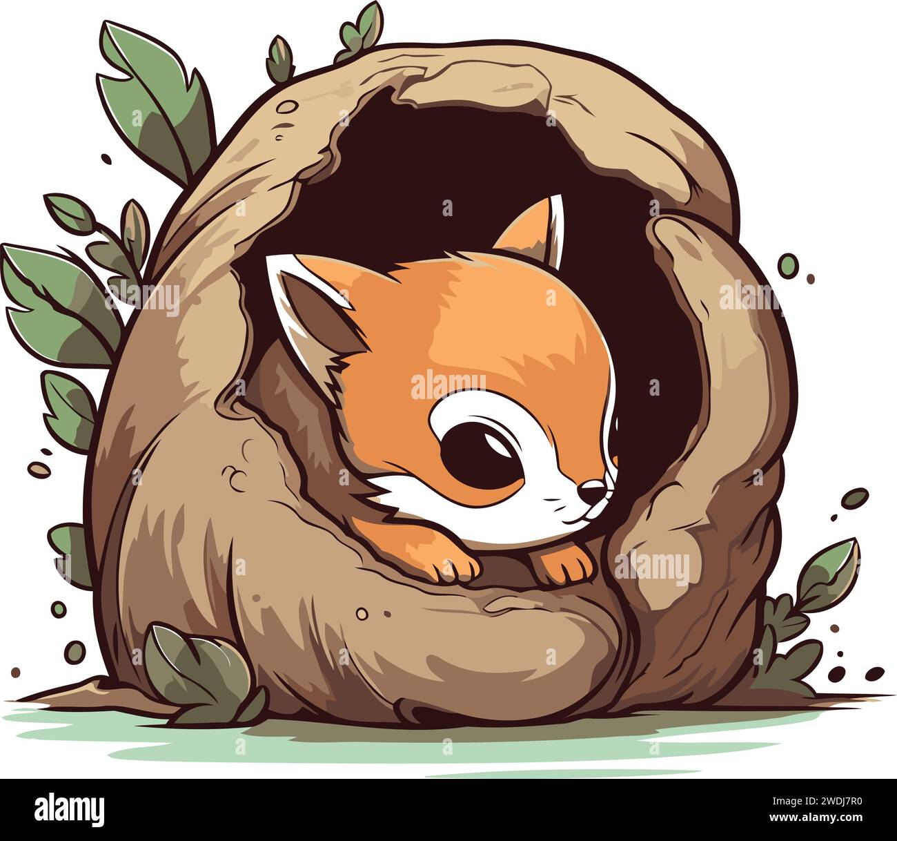 Fox sleeping nature Stock Vector Images - Alamy
