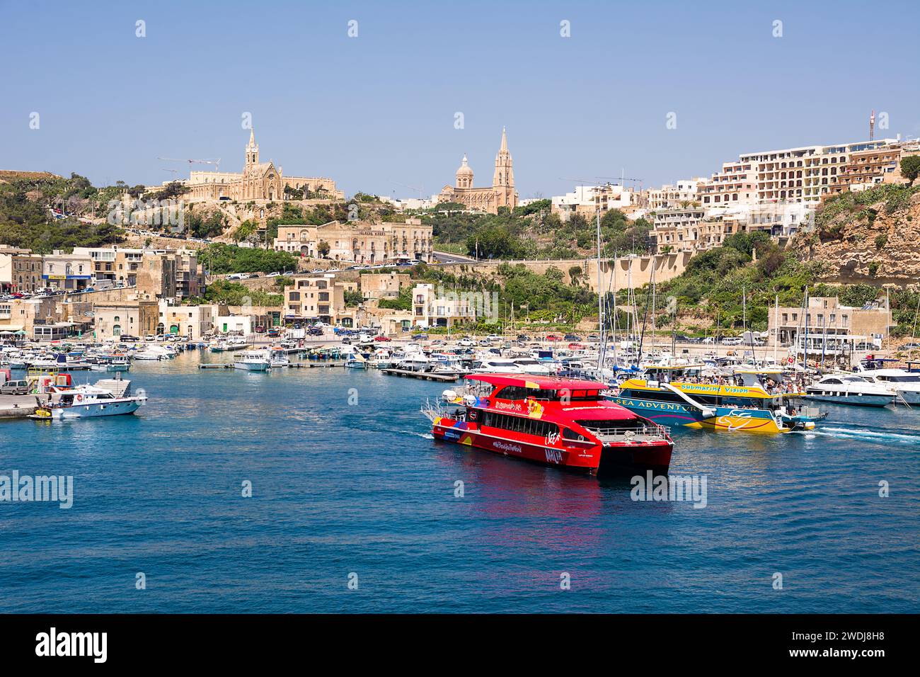 Mgarr, Malta - 19 June, 2023: Mgarr and its port on the island of Gozo ...