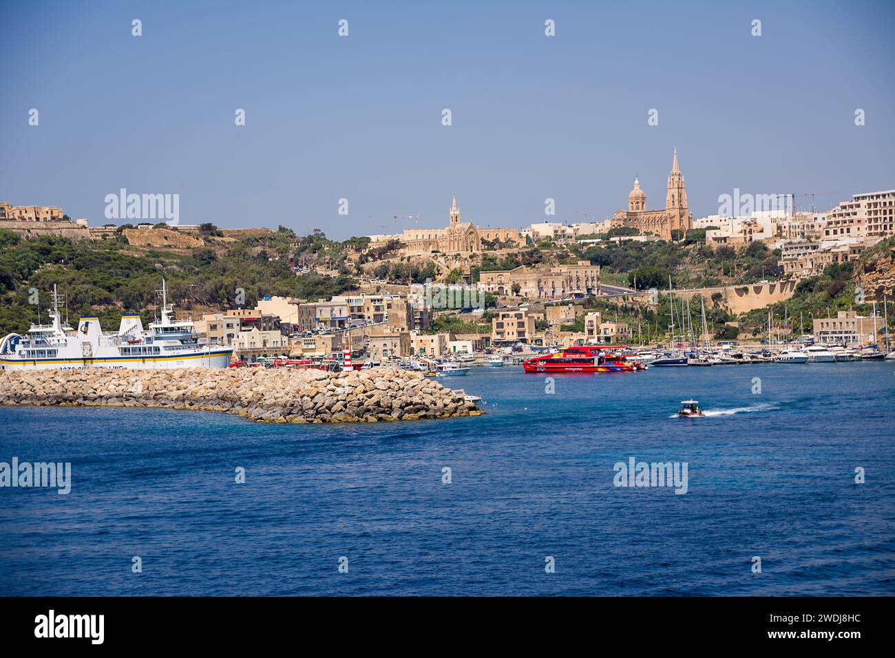 Mgarr, Malta - 19 June, 2023: Mgarr and its port on the island of Gozo ...