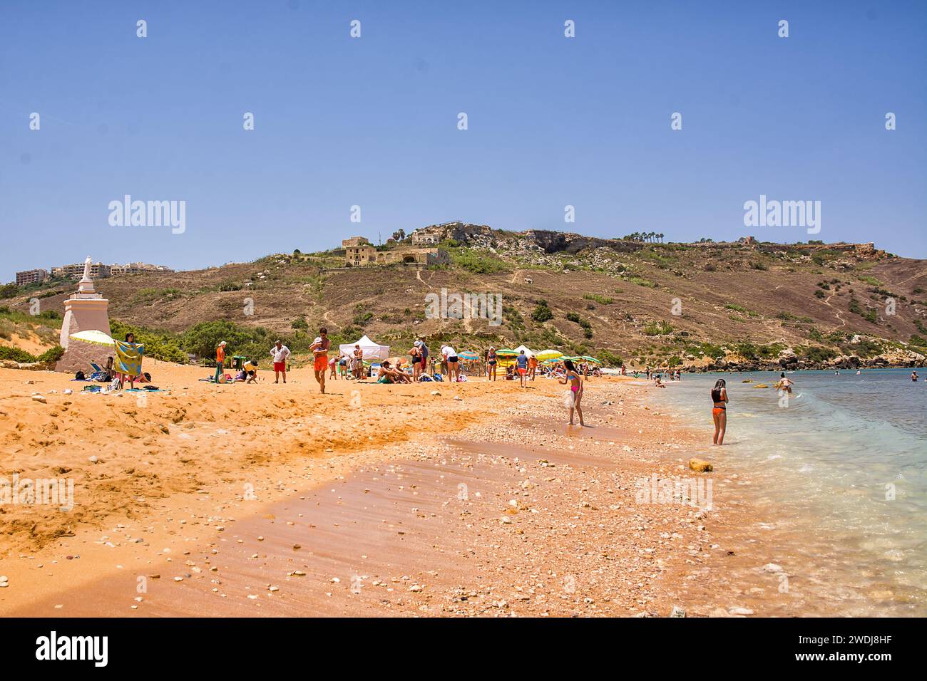 Gozo, Malta - 19 June, 2023: Ramla beach in Gozo (Malta) with tourists ...