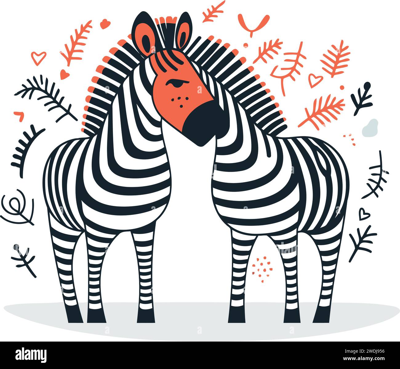 Zebra. Vector illustration in flat style. Zebra character Stock Vector ...