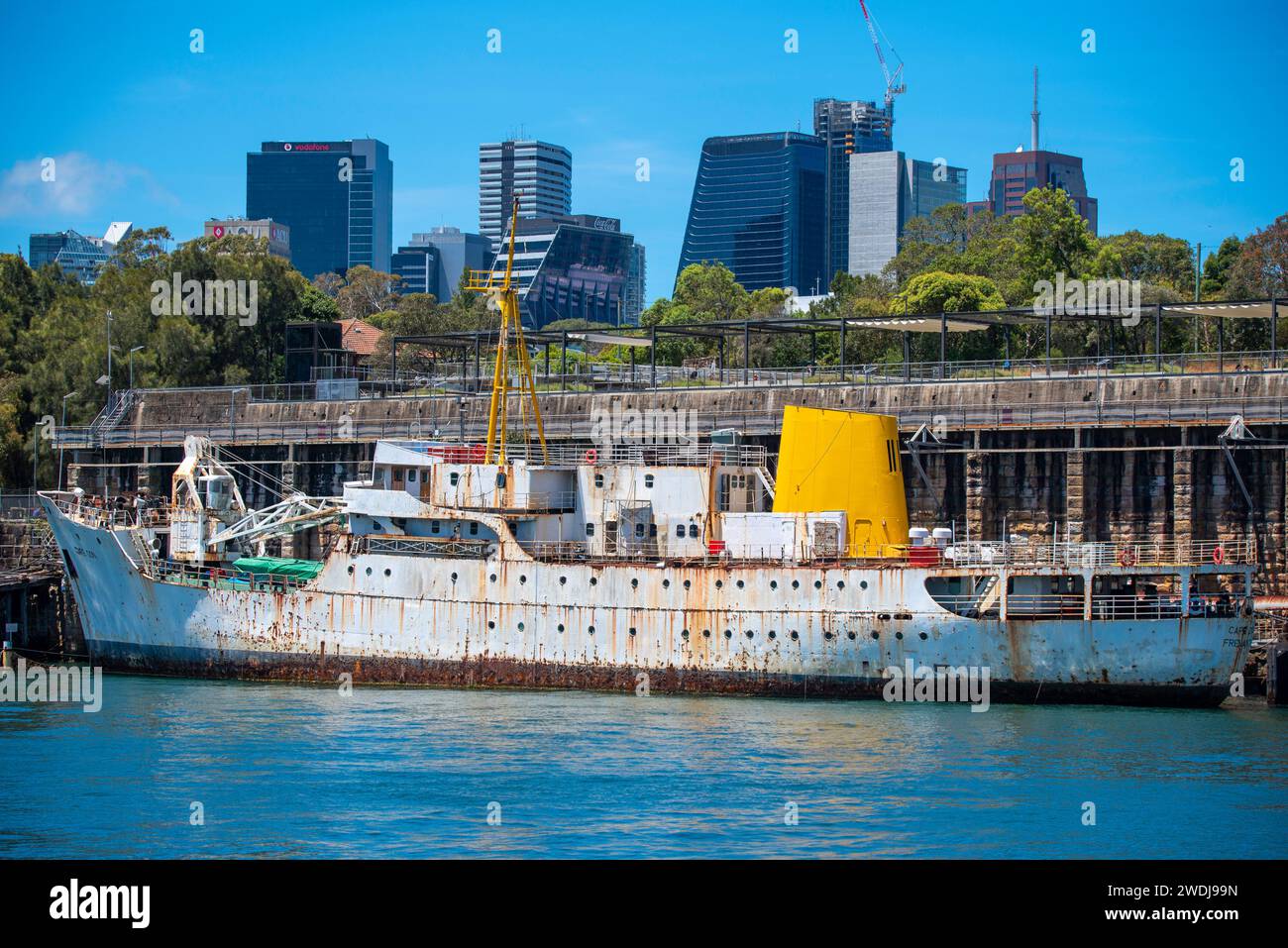 The historic Australian coastal freighter vessel MV Cape Don moored at ...