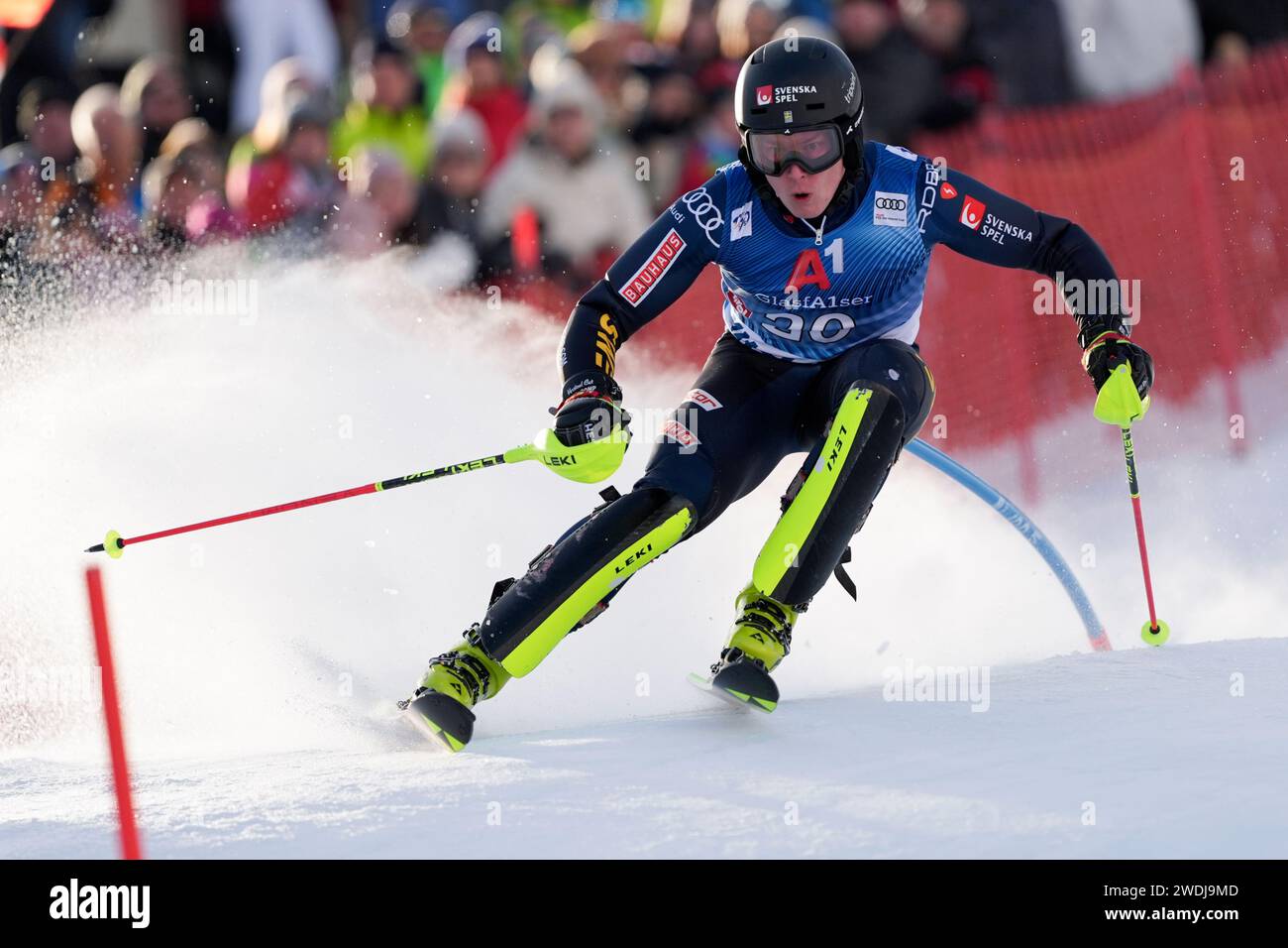 Sweden's Kristoffer Jakobsen competes during the first run of an alpine ...