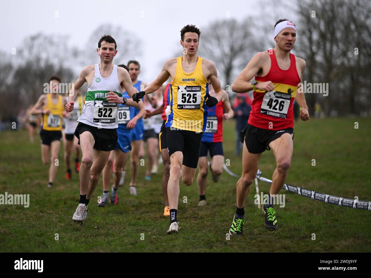 Hampstead, England. 20 January, 2024. Hugo Milner (525) and Tom Evans ...