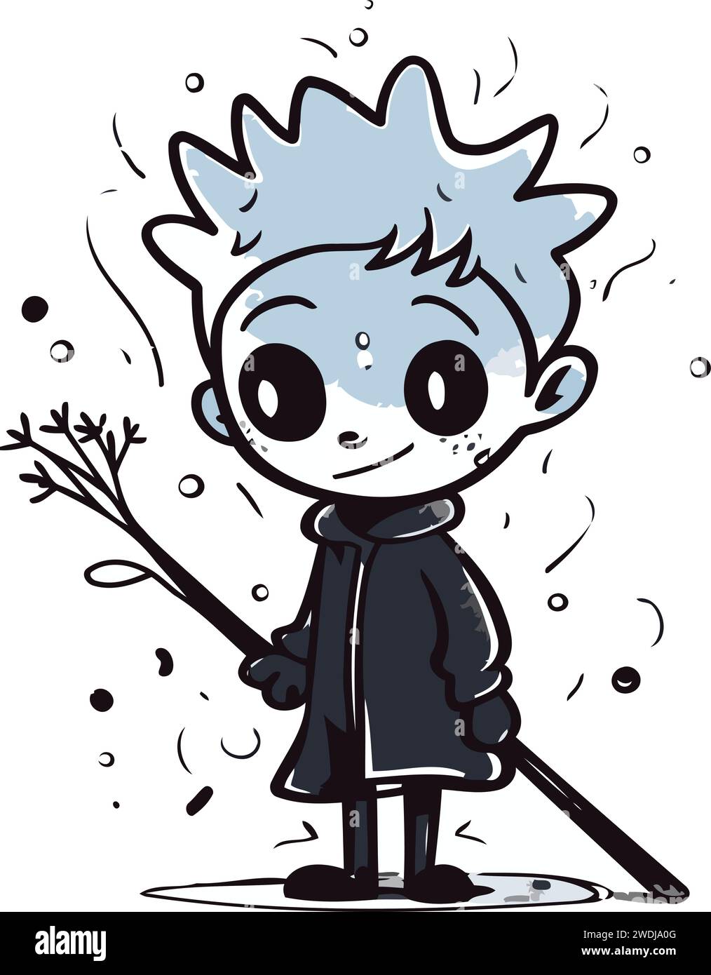 Illustration of a cute boy in a vampire costume holding a magic wand ...